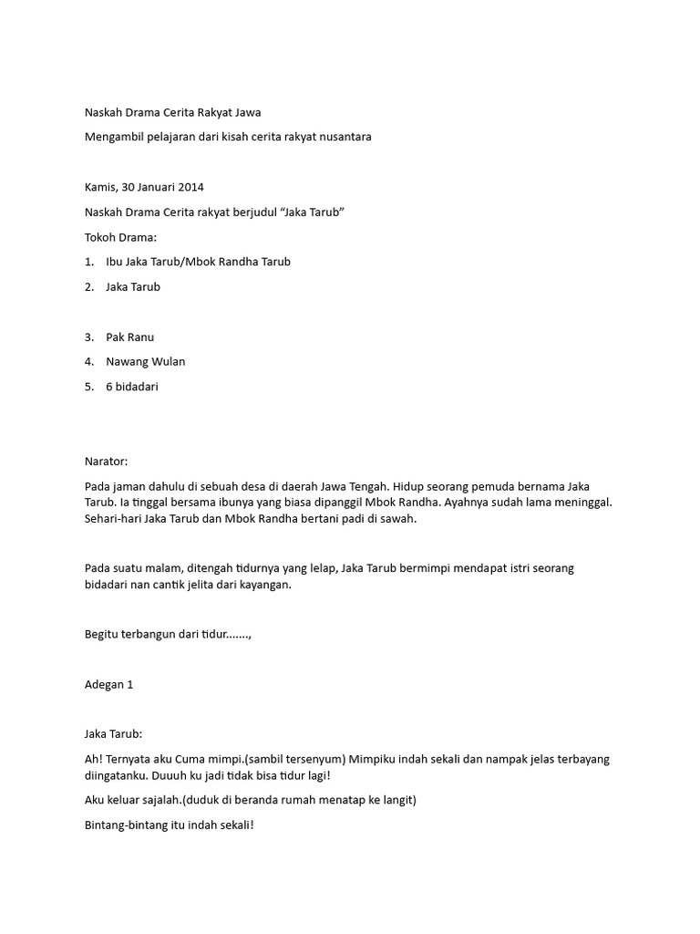 Jaka Tarub Dan 7 Bidadari | PDF