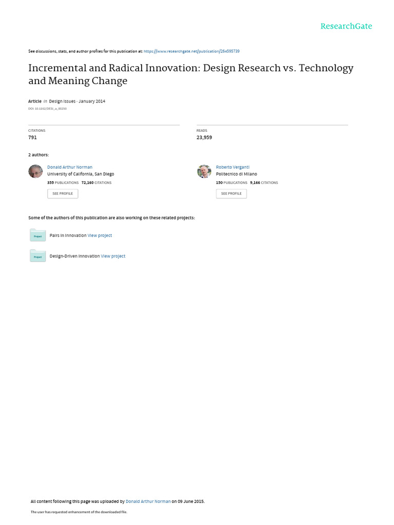 Incremental and Radical Innovation: Design Research vs. Technology and ...