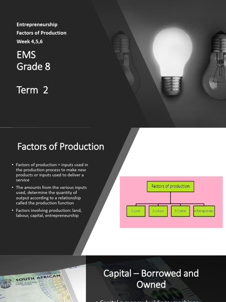 Factors of Production for Grade 8 EMS | PDF | Labour Economics | Employment