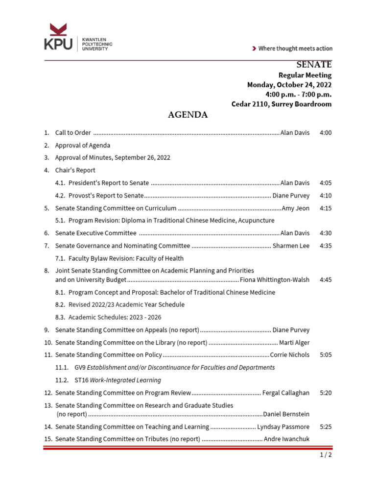 2022 10 24 Senate Agenda Package | PDF