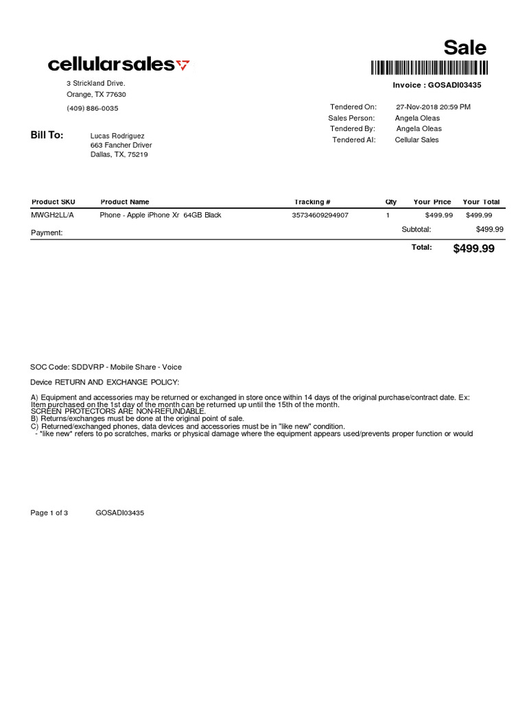 Cellular Sales XR 64GB Black | PDF