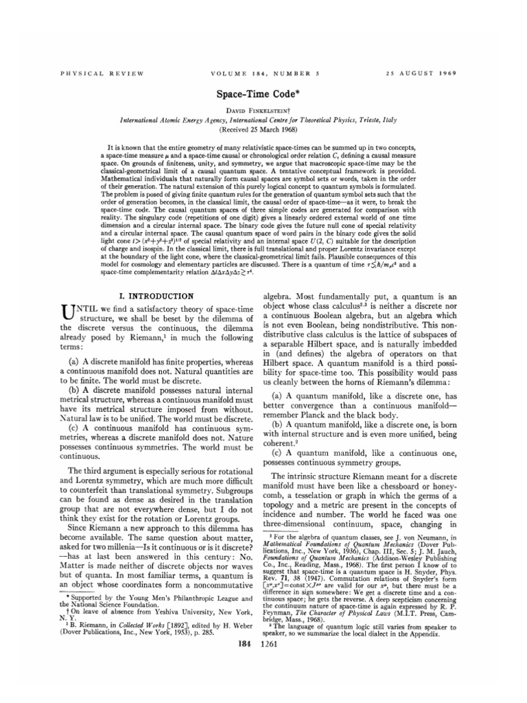 Space Time Continuum | PDF