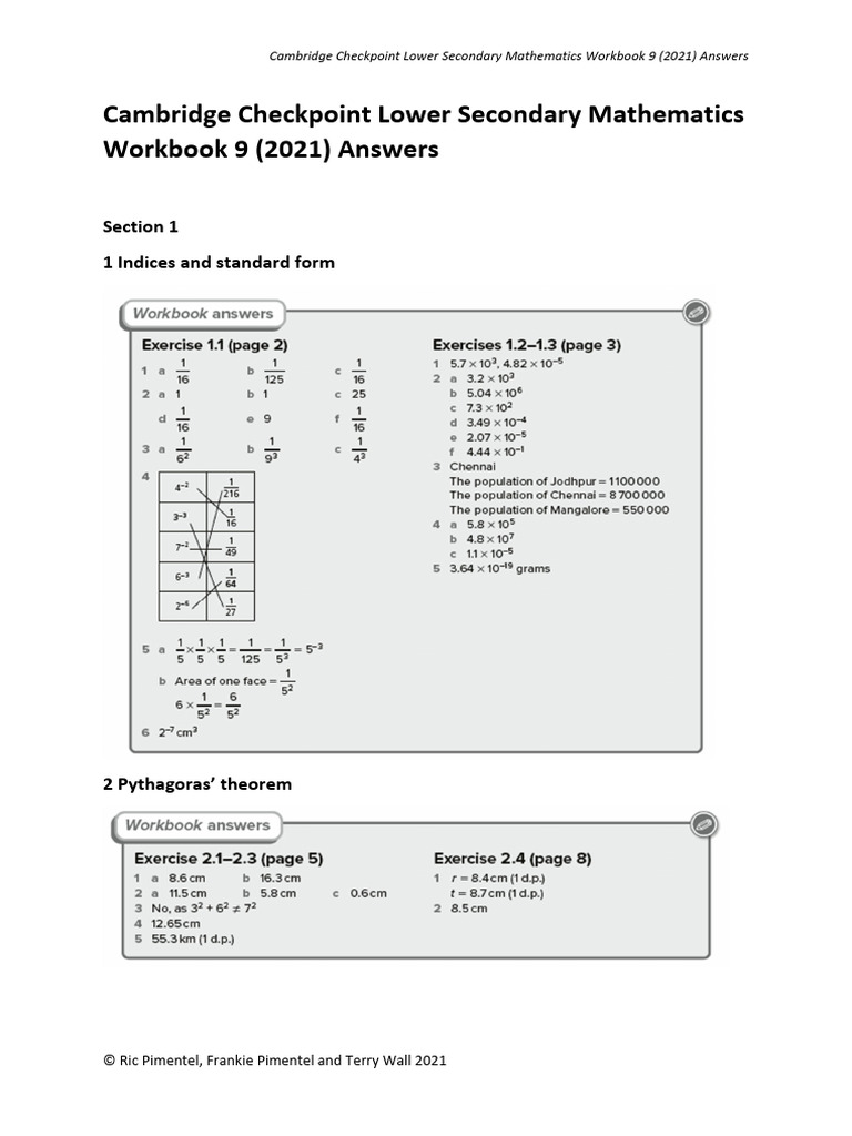 Lower Secondary Mathematics Answers Stage 9 | PDF | Mathematics | Area