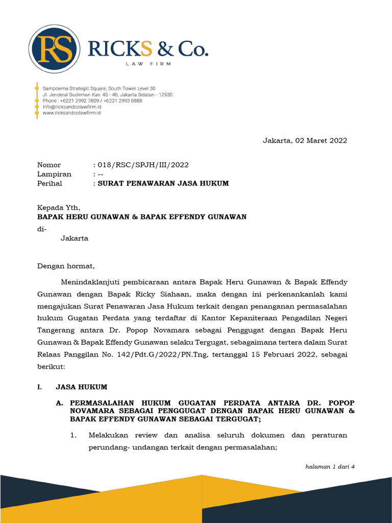 Penawaran Jasa Hukum | PDF Penawaran Jasa Hukum | PDF