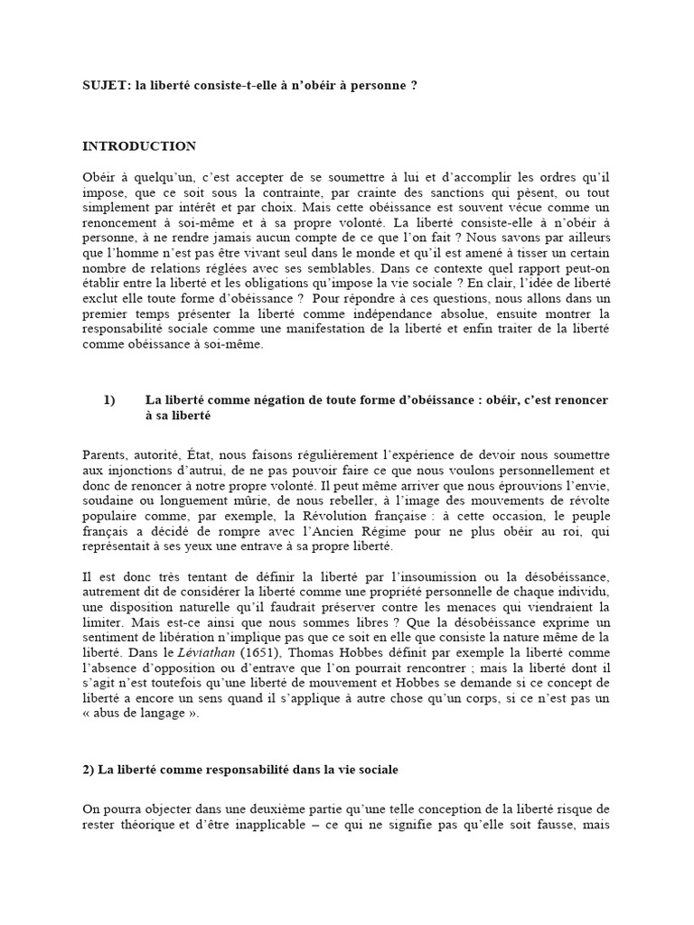 Exemple de Dissertation Tle | PDF