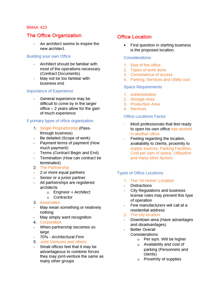 Bmaa 423 Midterms Reviewer | PDF | Architect | Employment