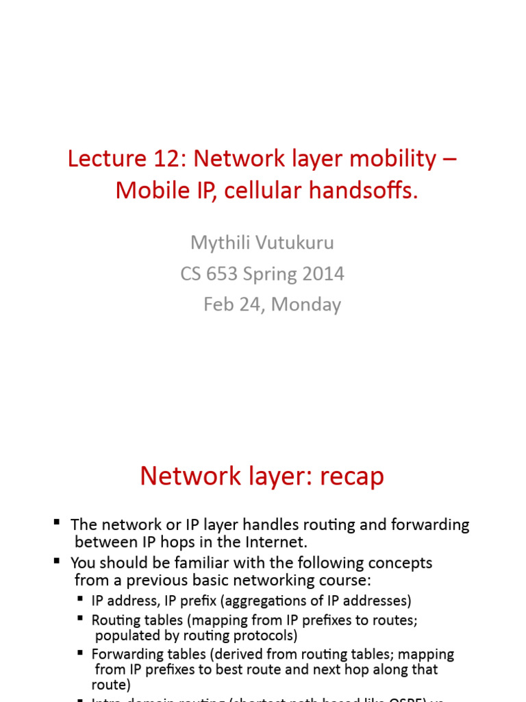 Lecture12 Mobile IP | PDF