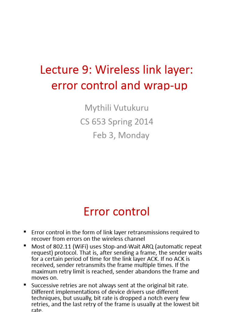 Lecture09 Link Layer Error Control Wrapup | PDF | Transmission Control Protocol | Networking ...