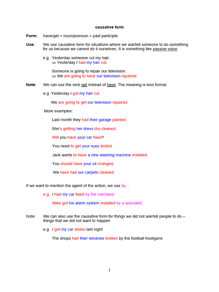 Causative Form | PDF | Verb | Syntax