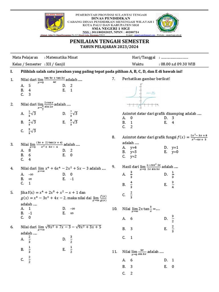 Soal PTS Map Xii | PDF
