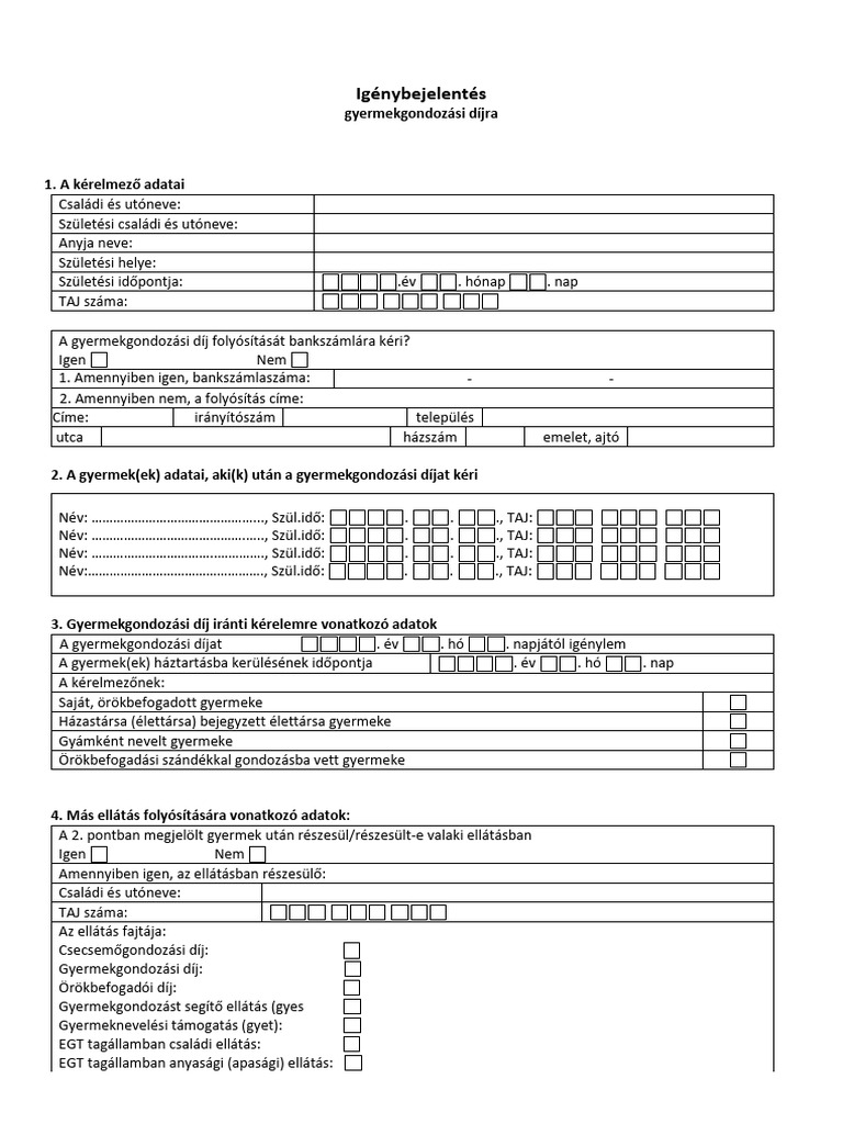 Igenybejelentes-GYED | PDF