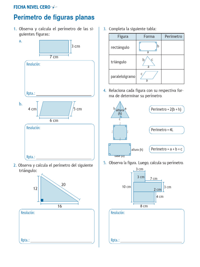 PERÍMETRO DE FIGURAS PLANAS - 5° Grado | PDF | Geometría Elemental ...