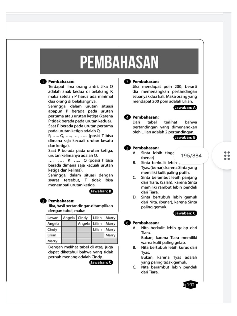 Pembahasan TIU Penalaran Analitis (12 Soal) | PDF