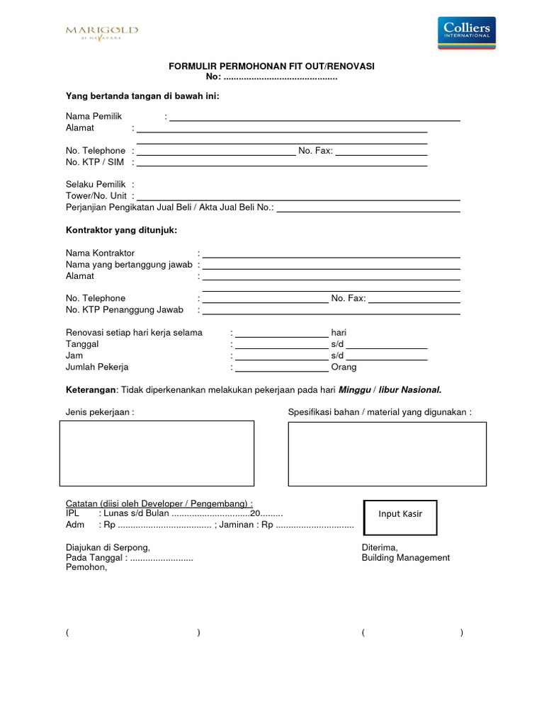2. Formulir Permohonan Fit Out | PDF