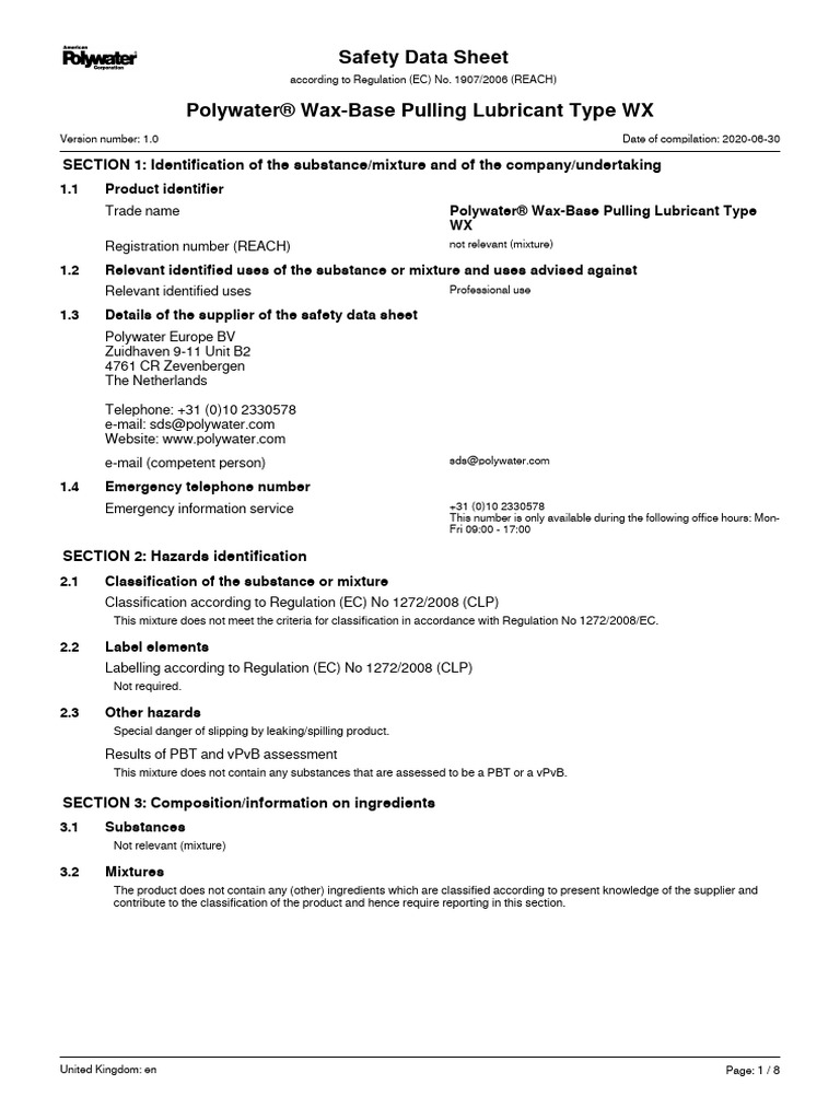Polywater WX SDS EUR en | PDF
