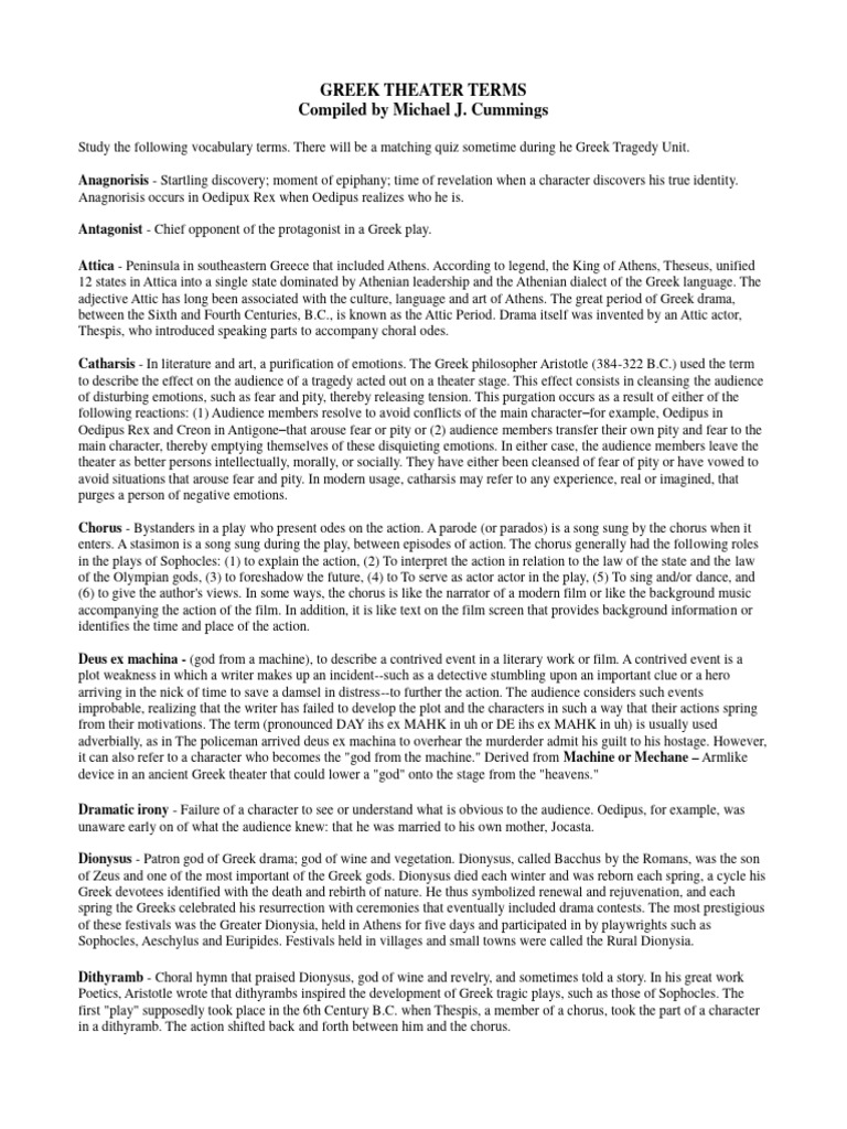 Greek Theater Terms | PDF | Greek Tragedy | Dionysus