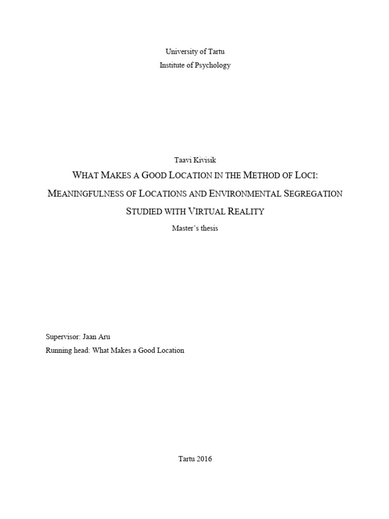 Master Thesis - Taavi Kivisik | PDF | Memory | Recall (Memory)