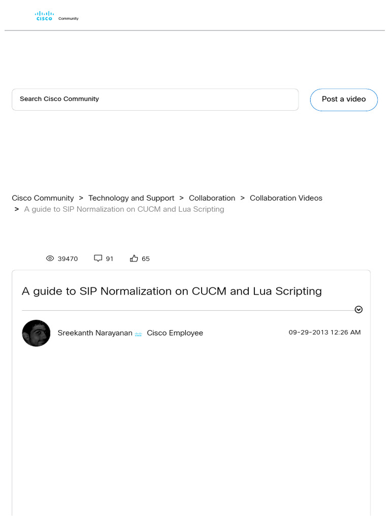 A guide to SIP Normalization on CUCM and Lua Scripting - Page 6 - Cisco Community | PDF ...