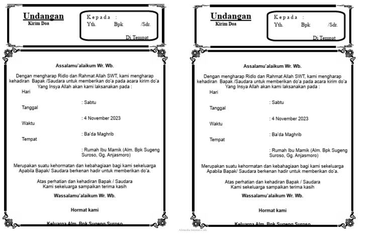Undangan Kirim Doa | PDF
