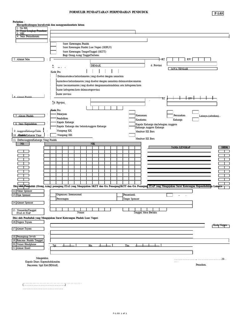 Formulir f1 03 | PDF