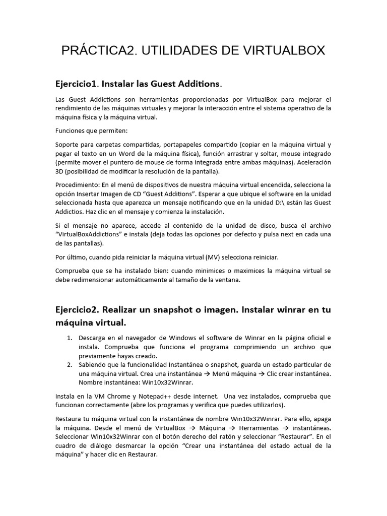 Practica2 Utilidades de VirtualBox | PDF | Archivo de computadora | Máquina virtual