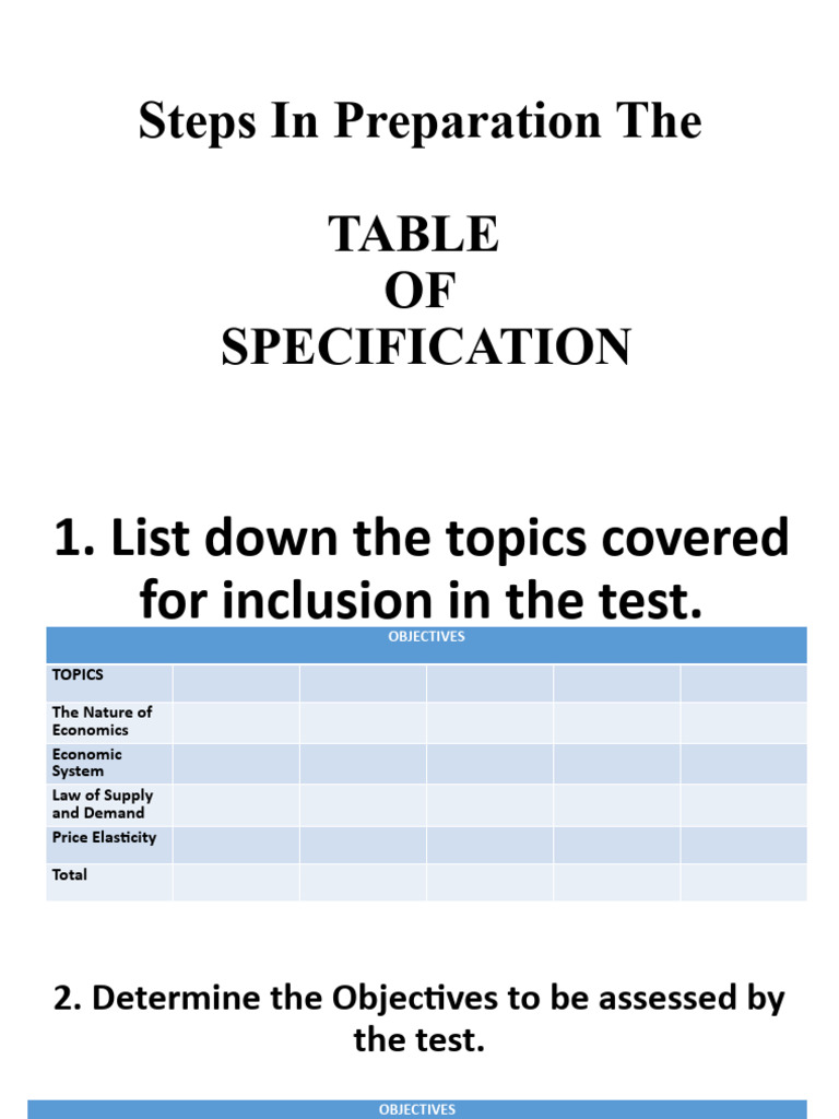 Slides For Table of Specification Making | PDF