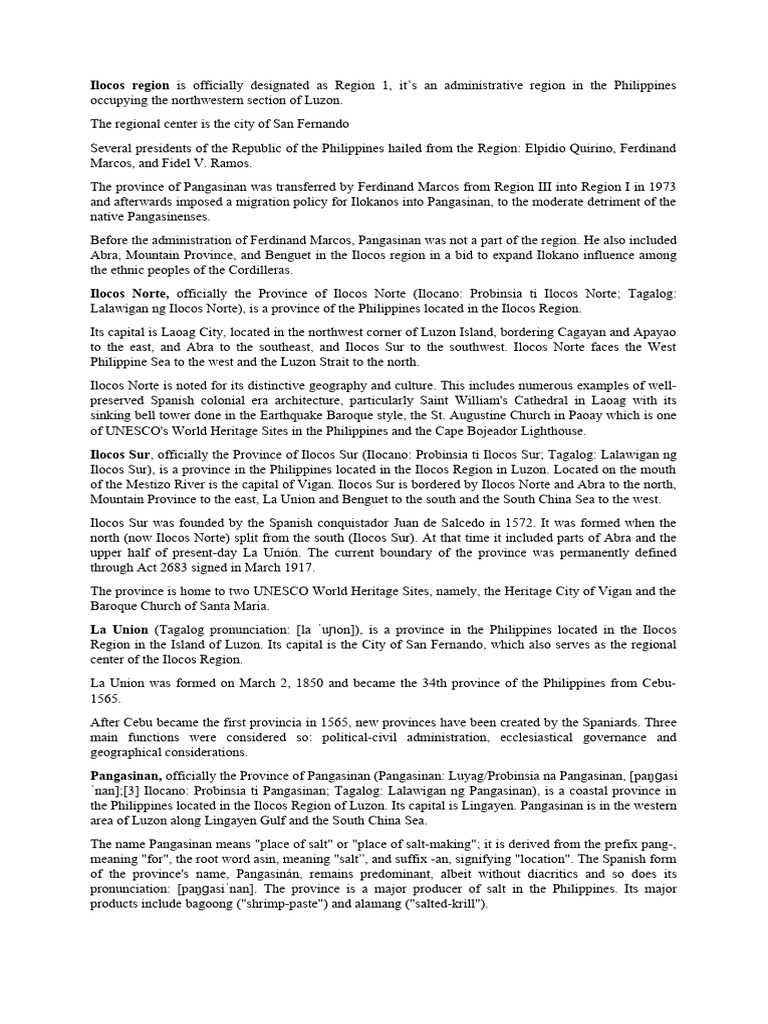 REGION 1 in The Philippines | PDF