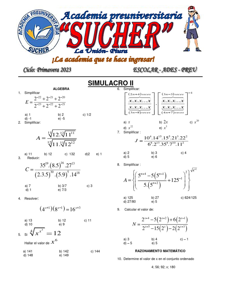 Simulacro 2 | PDF | Agua | Masa