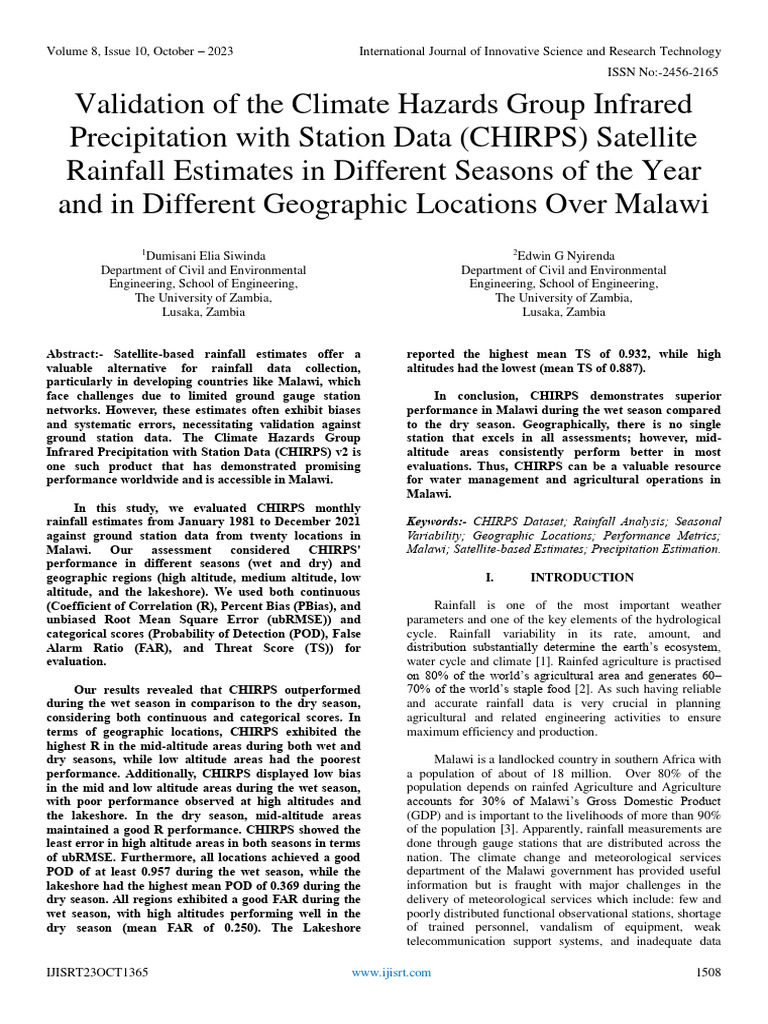 Keywords:-CHIRPS Dataset Rainfall Analysis Seasonal | PDF ...
