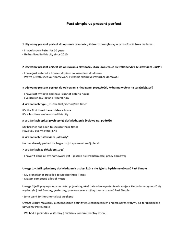 Past Simple Vs Present Perfect | PDF