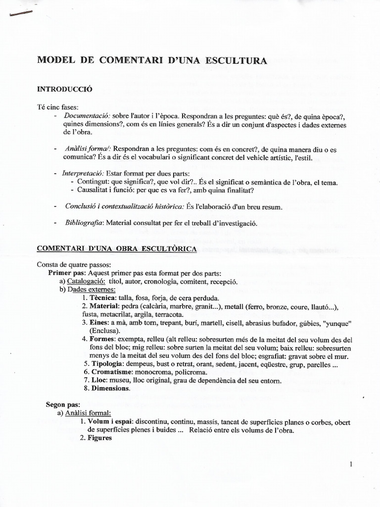 Comentari Escultura | PDF