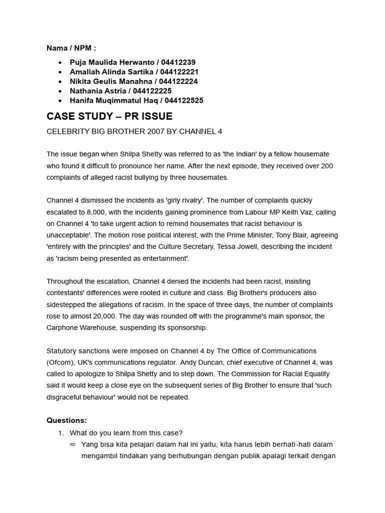 Kelompok 5 - Case Study - PR Issue | PDF