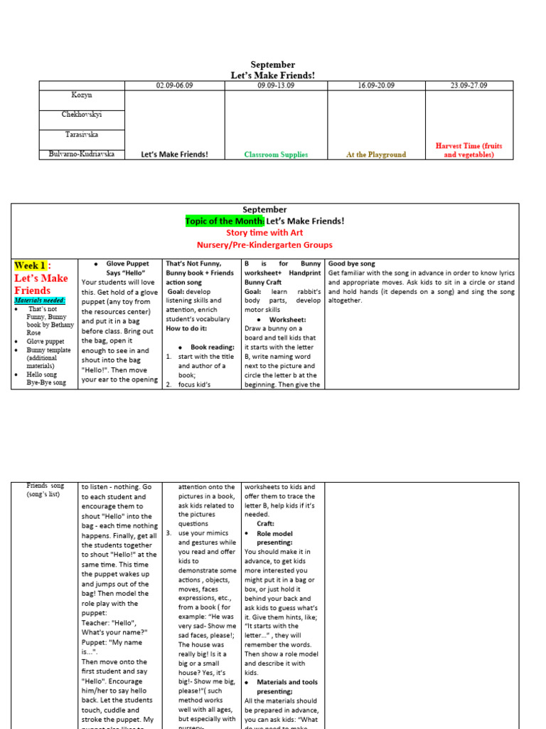 STA Lessons Plans For Nursery and Pre-Kindergarten | PDF | Puppets ...