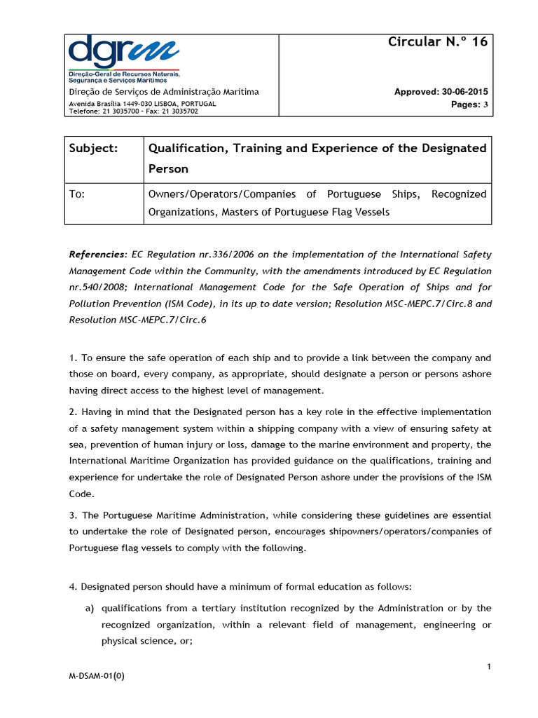 C 16 DGRM Qualification | PDF