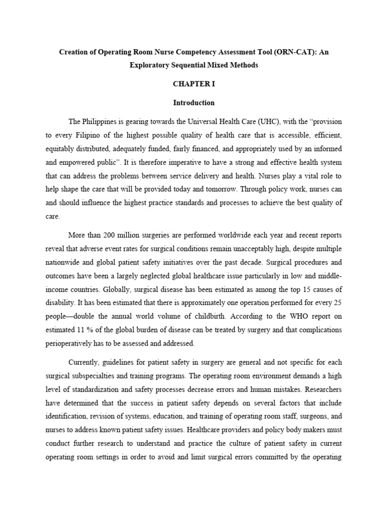 Phd Clinical Competency of Operating Room Nurses | PDF | Nursing ...