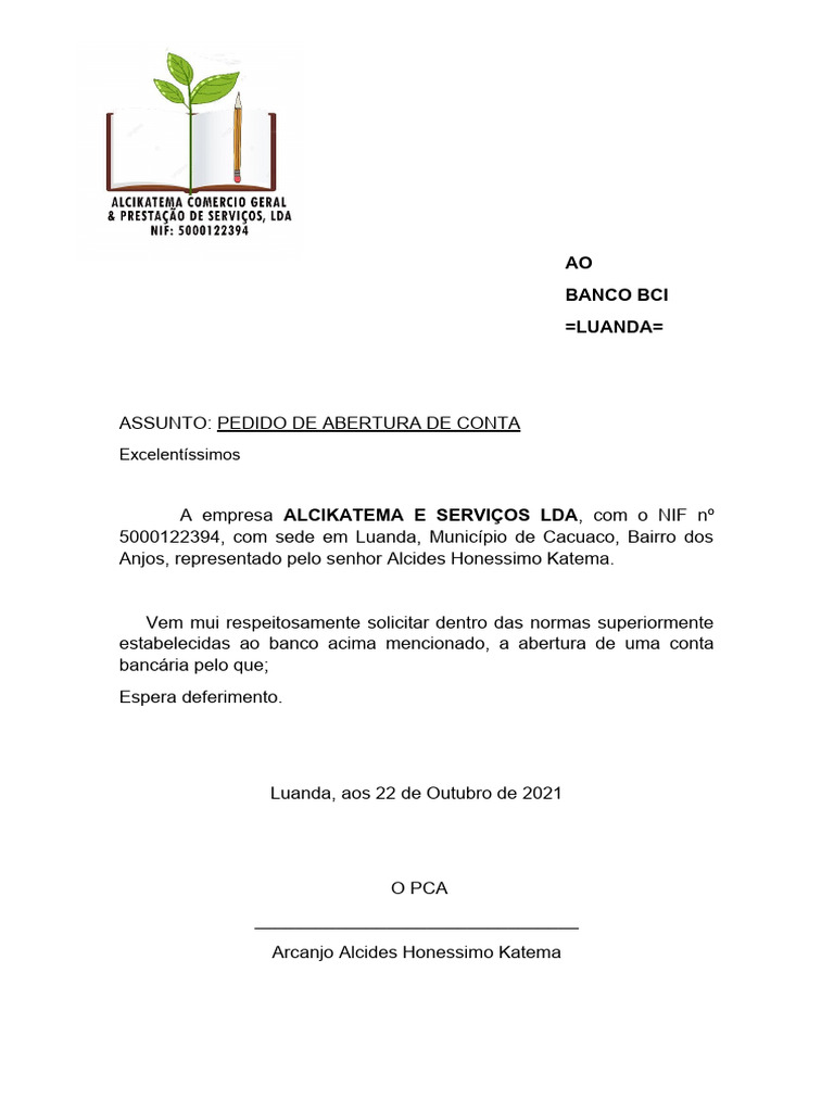 Abertura de Conta BCI | PDF