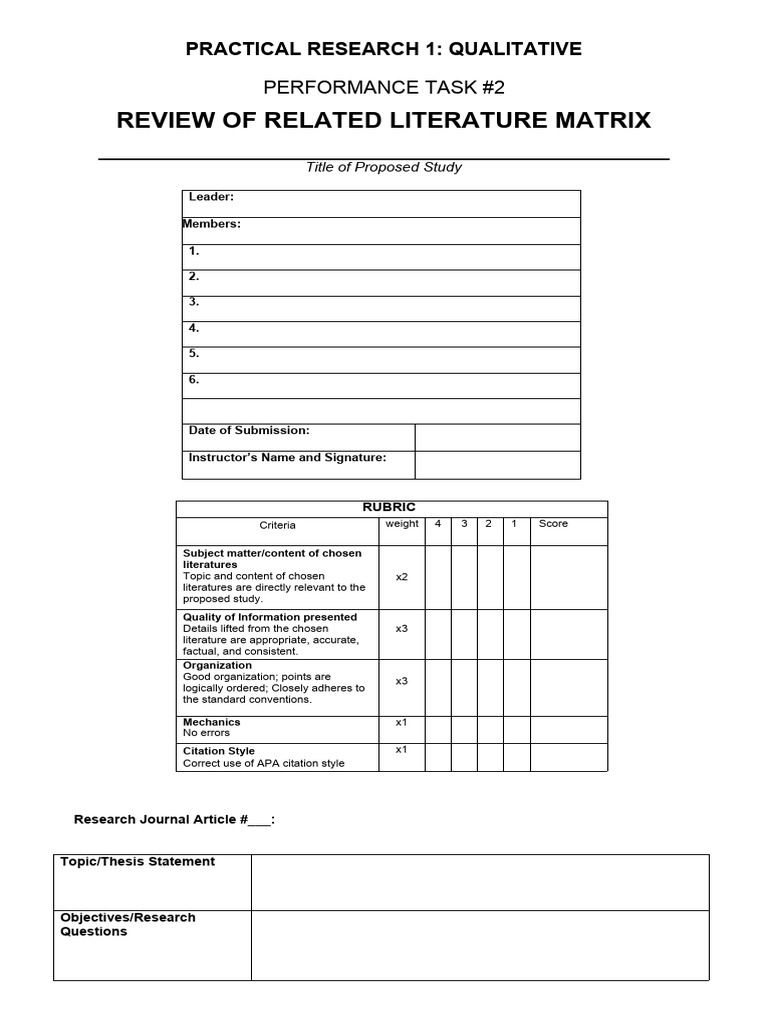 Review of Related Literature Matrix | PDF
