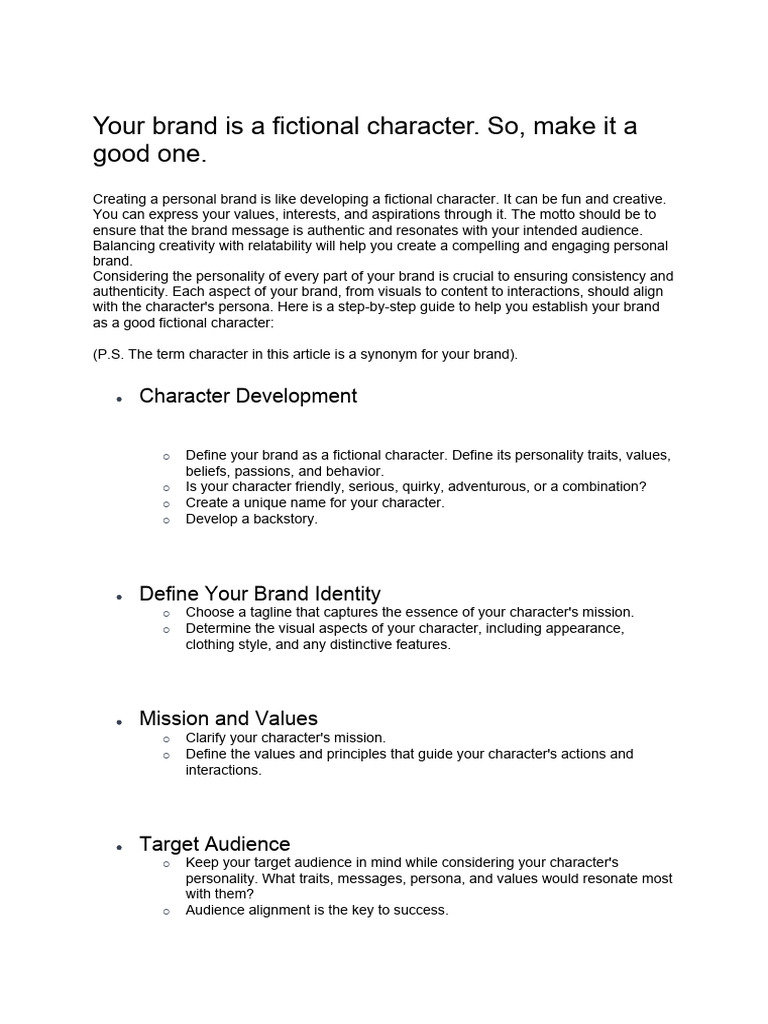 Personal Branding as Fictional Character | PDF | Brand | Target Audience