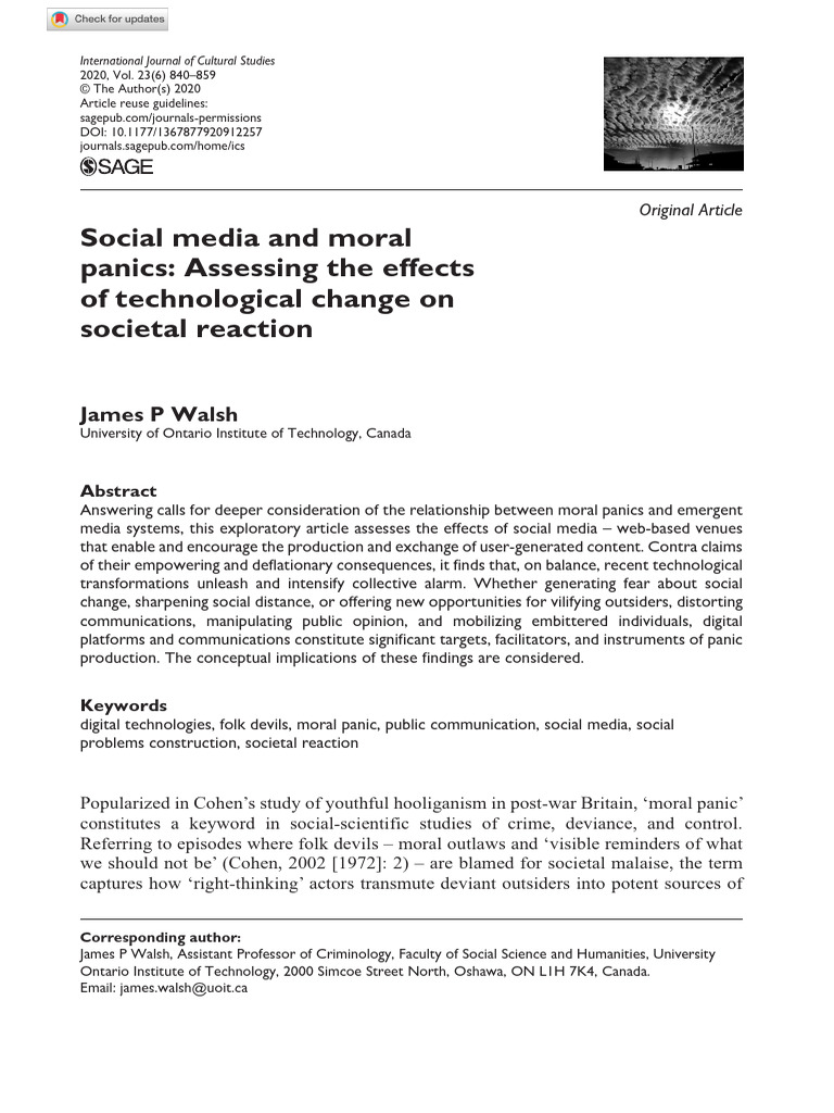 Walsh 2020 Social Media and Moral Panics Assessing The Effects of ...