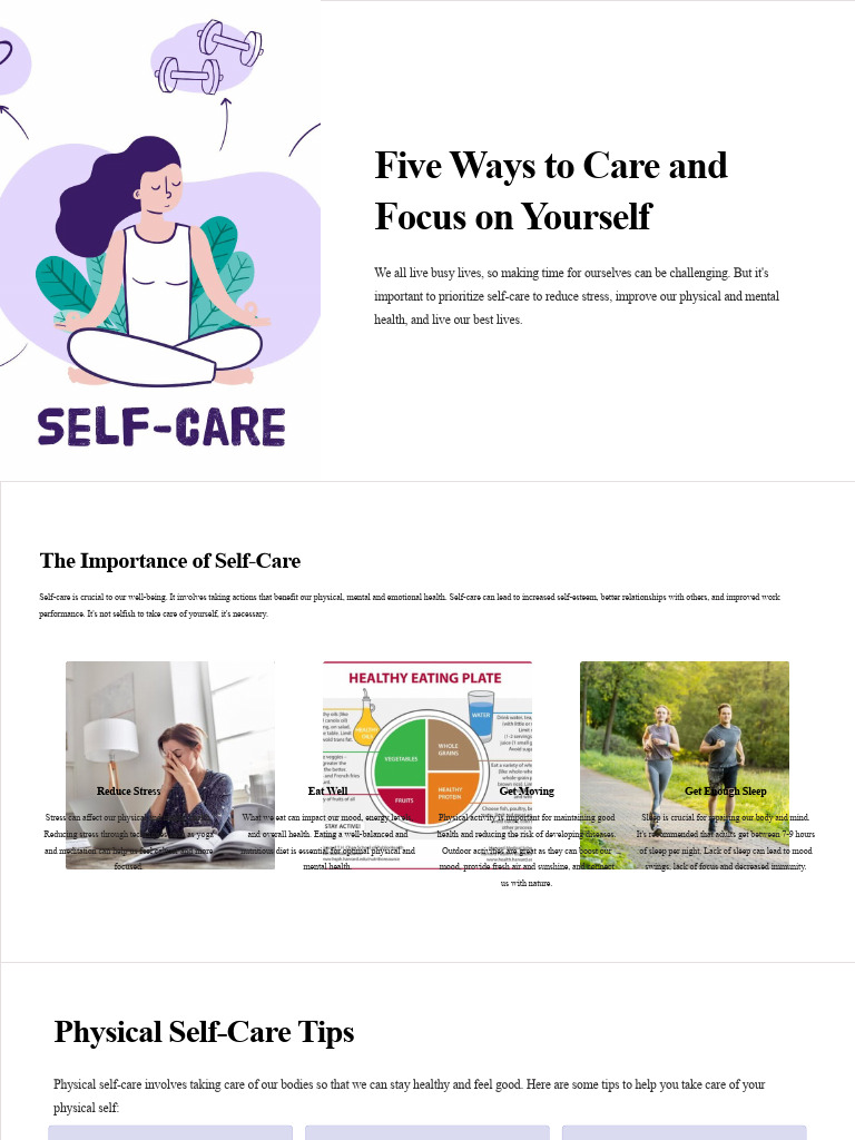 Five Ways To Care and Focus On Yourself | PDF | Mental Health | Thought