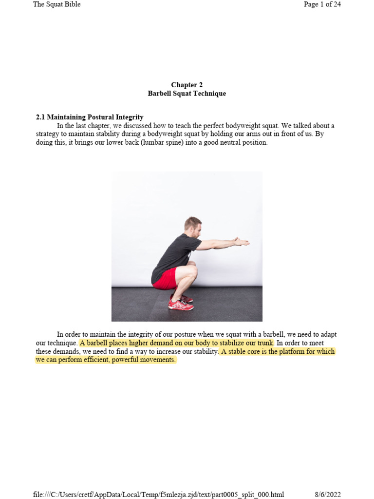 Squat Bible - Cap 2 Barbell Squat Technique | PDF | Weight Training ...