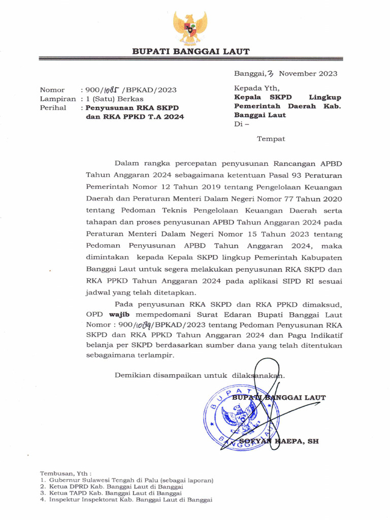 Surat Edaran Rka Tahun Anggaran 2024 | PDF