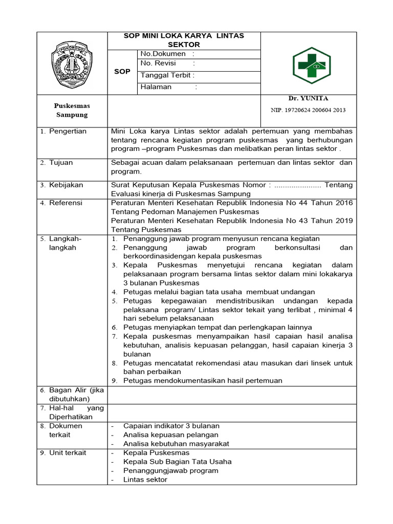 Sop Mini Loka Karya Lintas Sektor | PDF