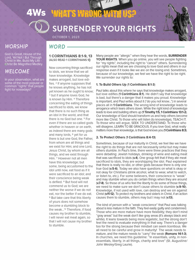 4Ws WWWU Surrender Your Rights OCT 2 2023 MAIN | PDF