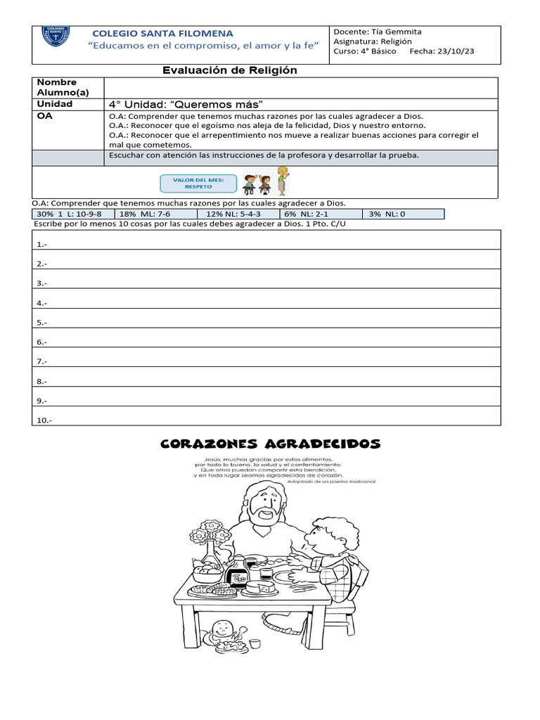 Evaluac 4° Bás Octubre 2023 | PDF | David