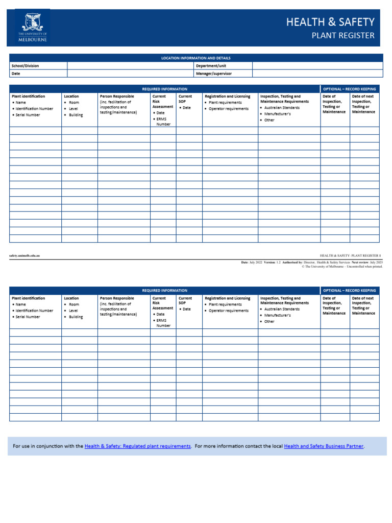 Plant Register | PDF