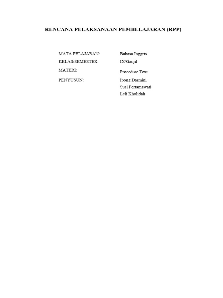 RPP ON Procedure Text 23 | PDF