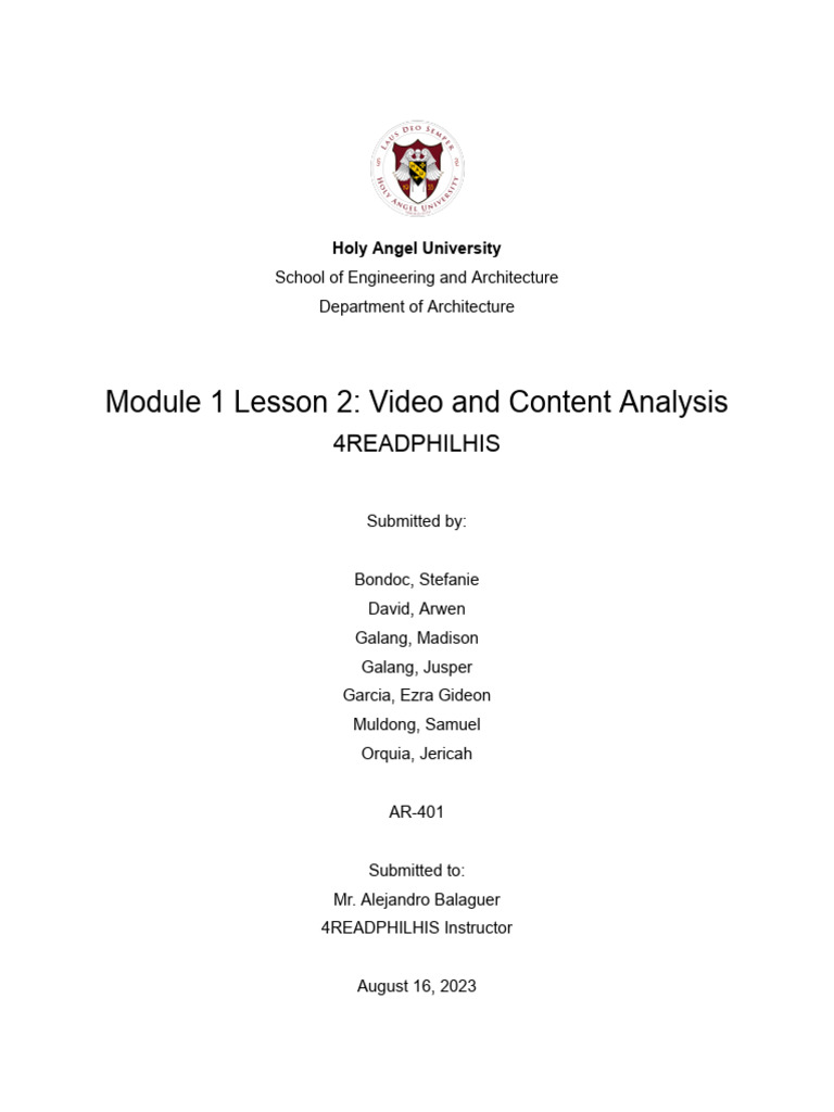 Online - Module 1 Lesson 2 - Video and Content Analysis | PDF