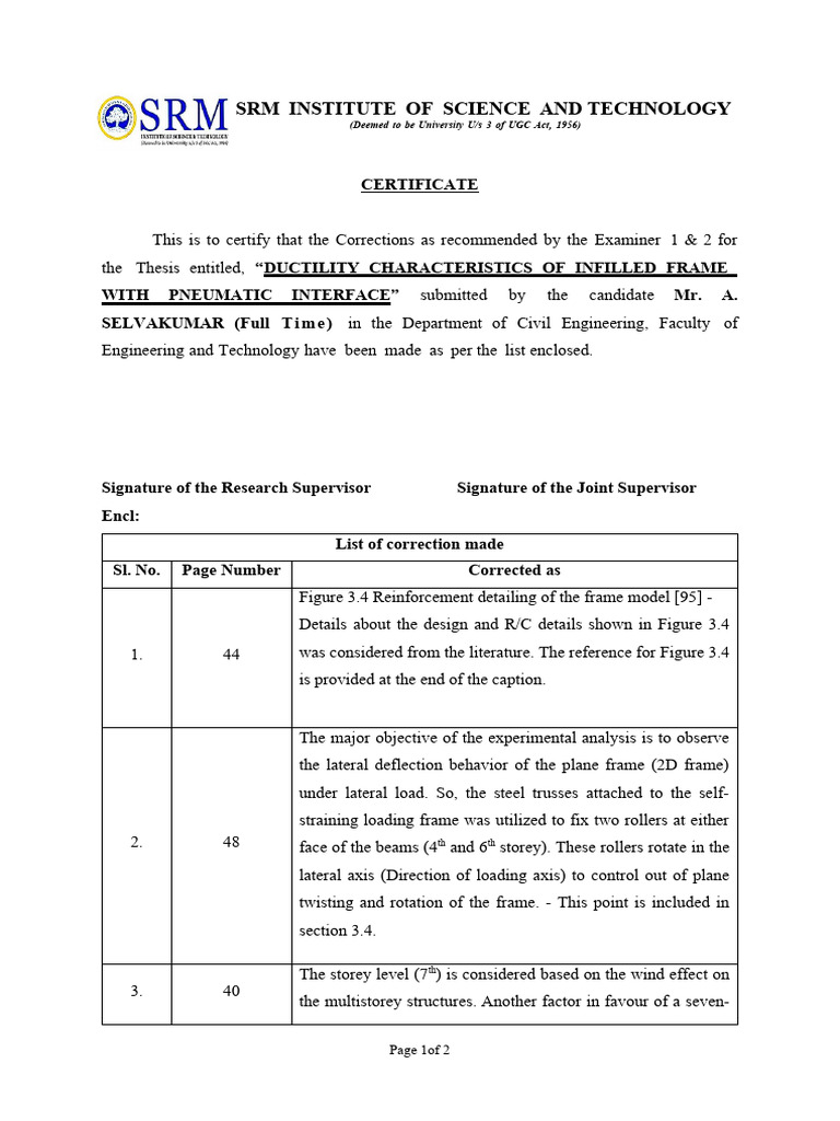 Certificate Format-Thesis Correction Recommended External Examiners | PDF | Beam (Structure ...