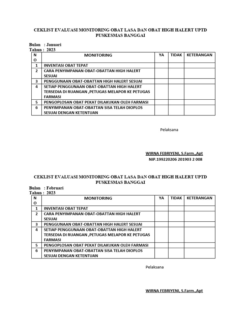 EP 5.3.3 B 2. Bukti Monitoring Penggunaan Obat2an Psikotropika Dan High ...